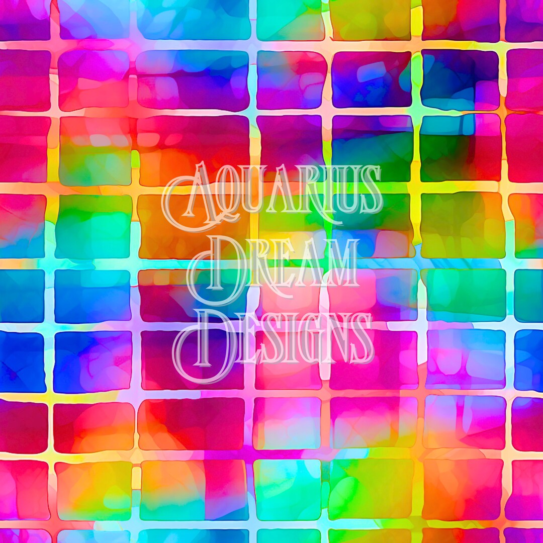 Neon Rainbow Watercolor Plaid Seamless File, Rainbow Plaid Seamless ...