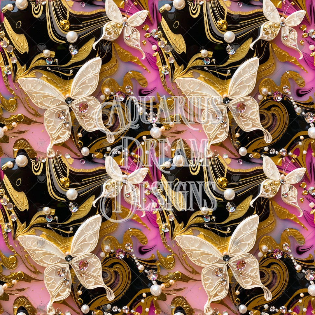 Quilling Seamless File, Quilling Butterflies Seamless Pattern, Quilling ...
