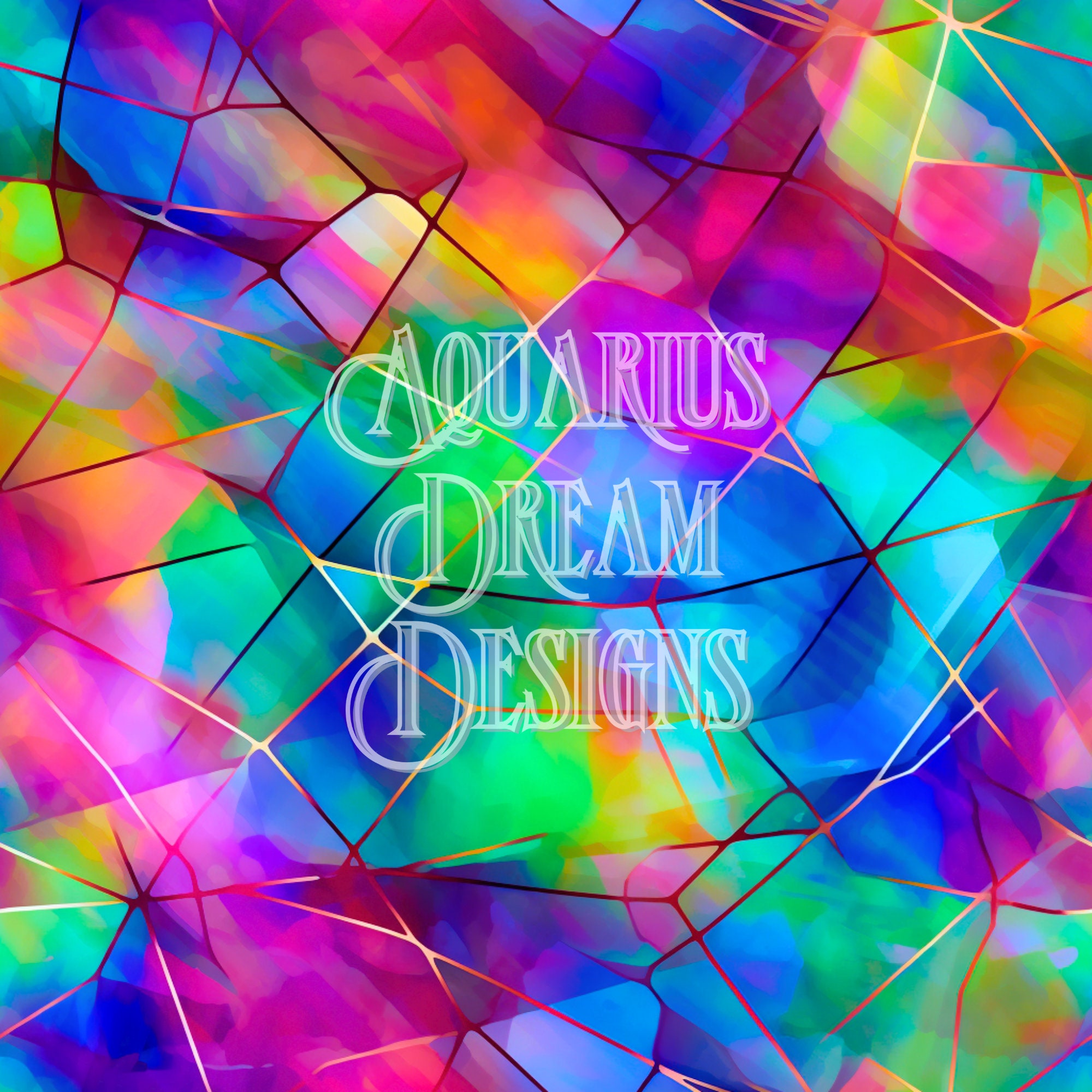 Neon Rainbow Watercolor Stained Glass Seamless File, Rainbow Glass ...