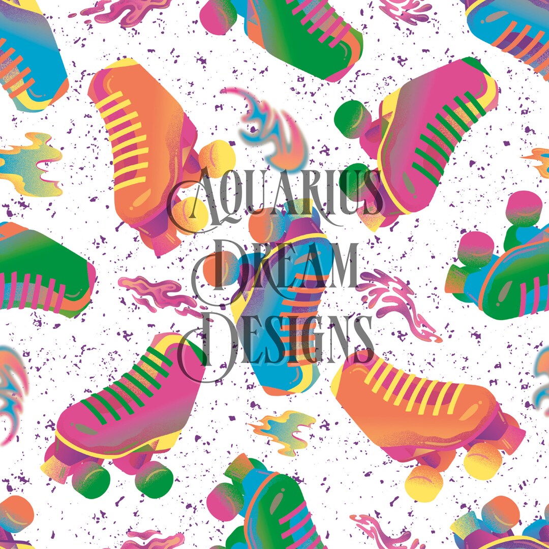 90s Digital Paper Roller Skates Seamless Background Y2K Pattern for ...