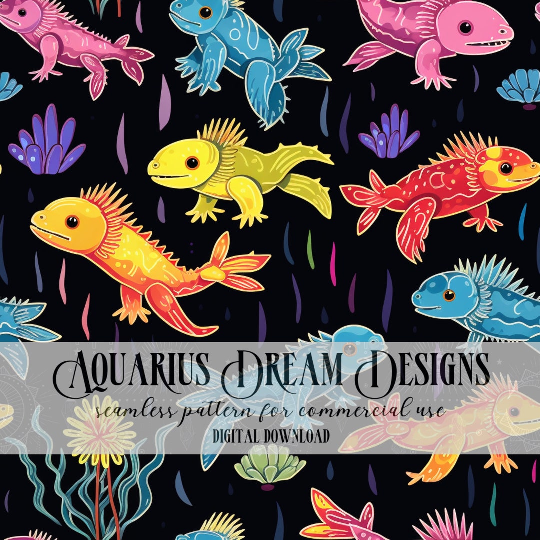 Axolotl Seamless Pattern Cute Axolotls Pattern Axolotl - Etsy