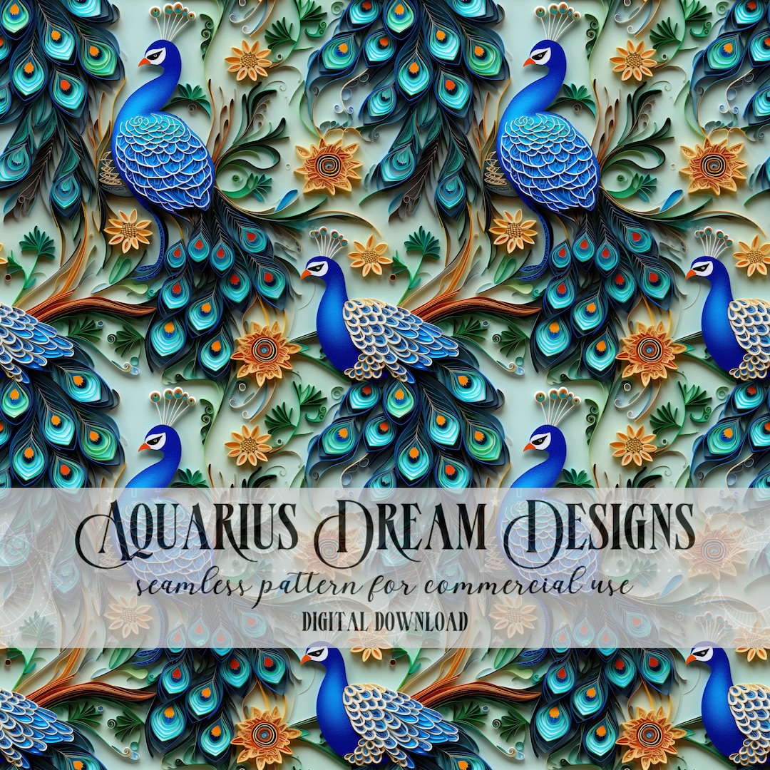 Quilling Seamless File, Quilling Peacocks Seamless, Peacock Pattern ...
