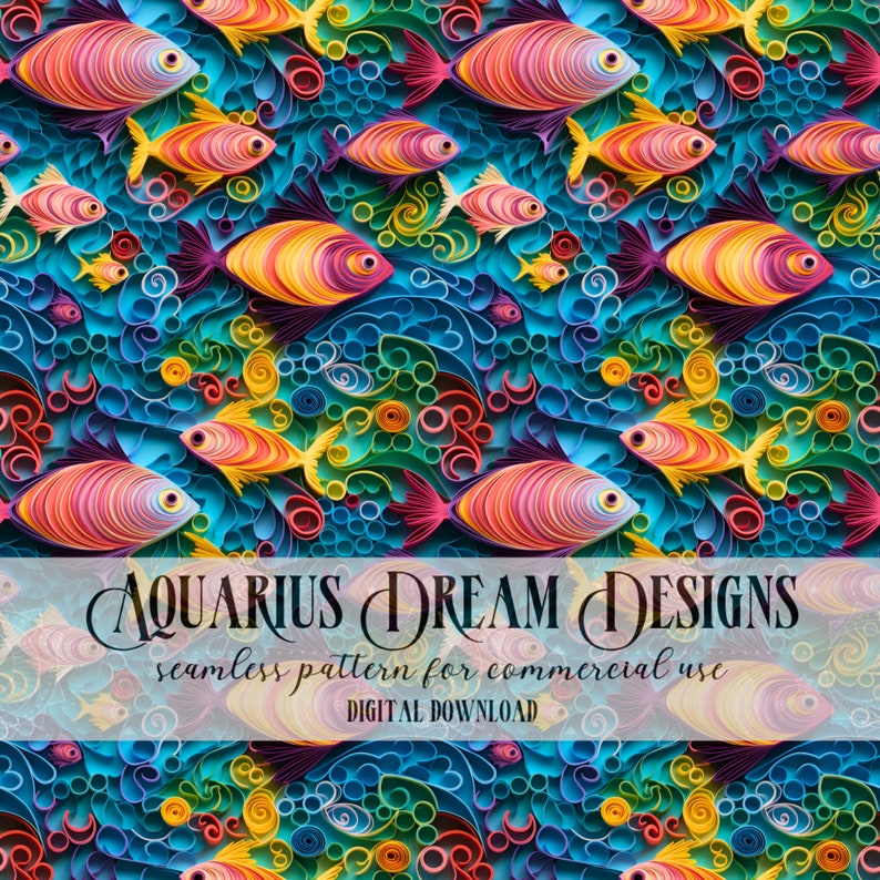 Quilling Seamless File, Quilling Fish Pattern, Rainbow Fish Seamless ...