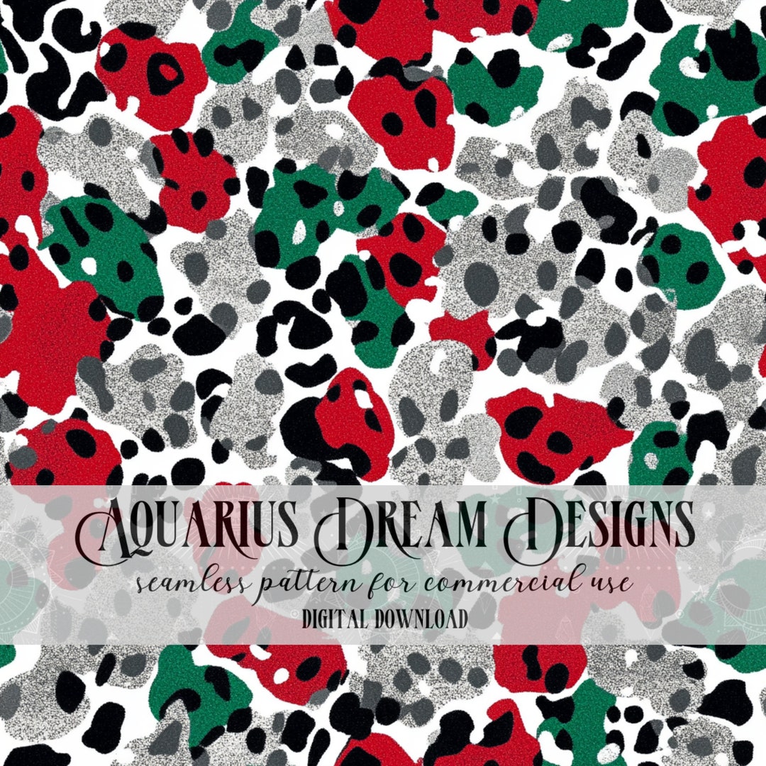 Cute Girls Leopard Print Seamless Pattern, Seamless Christmas Leopard ...