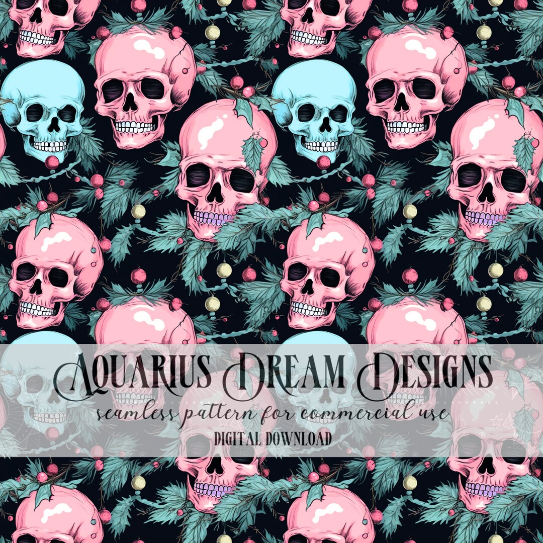 Pastel Goth Christmas Seamless Pattern, Goth Seamless File, Gothic ...