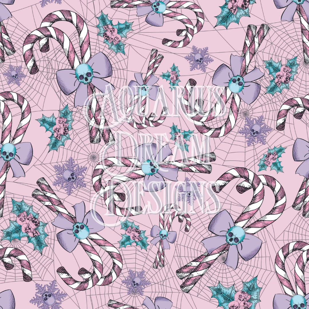 Pastel Goth Christmas Seamless Pattern - Süße Candy Cane ...