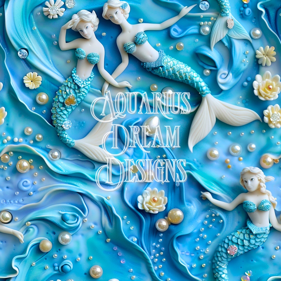 3D Mermaid Seamless Pattern, Girls Seamless File, Mermaids Seamless ...