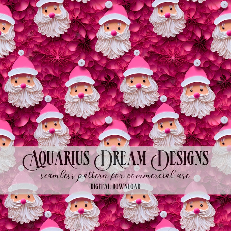 Quilling Seamless File, Quilling Santas Seamless Pattern, Quilling ...
