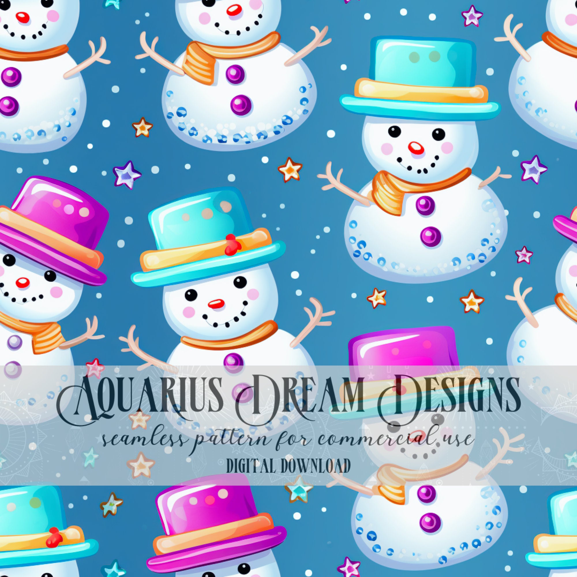 Christmas Seamless File Cute Snowmen Seamless Pattern for - Etsy