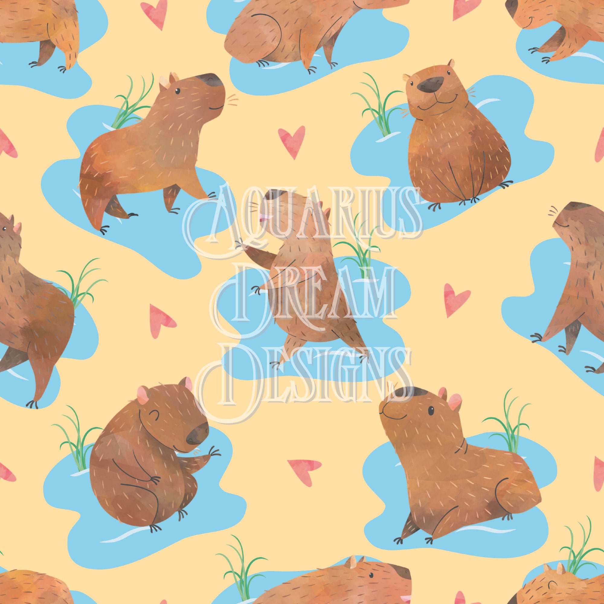 Capybara Pattern Cute Capybara Seamless Pattern for Fabric - Etsy
