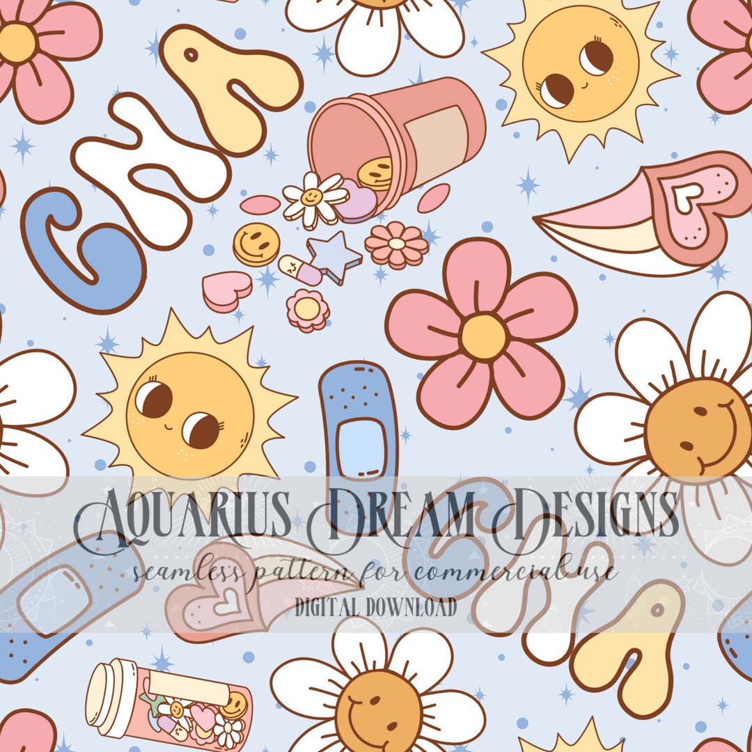 CNA Seamless File, Retro Certified Nursing Assistant Seamless Pattern ...