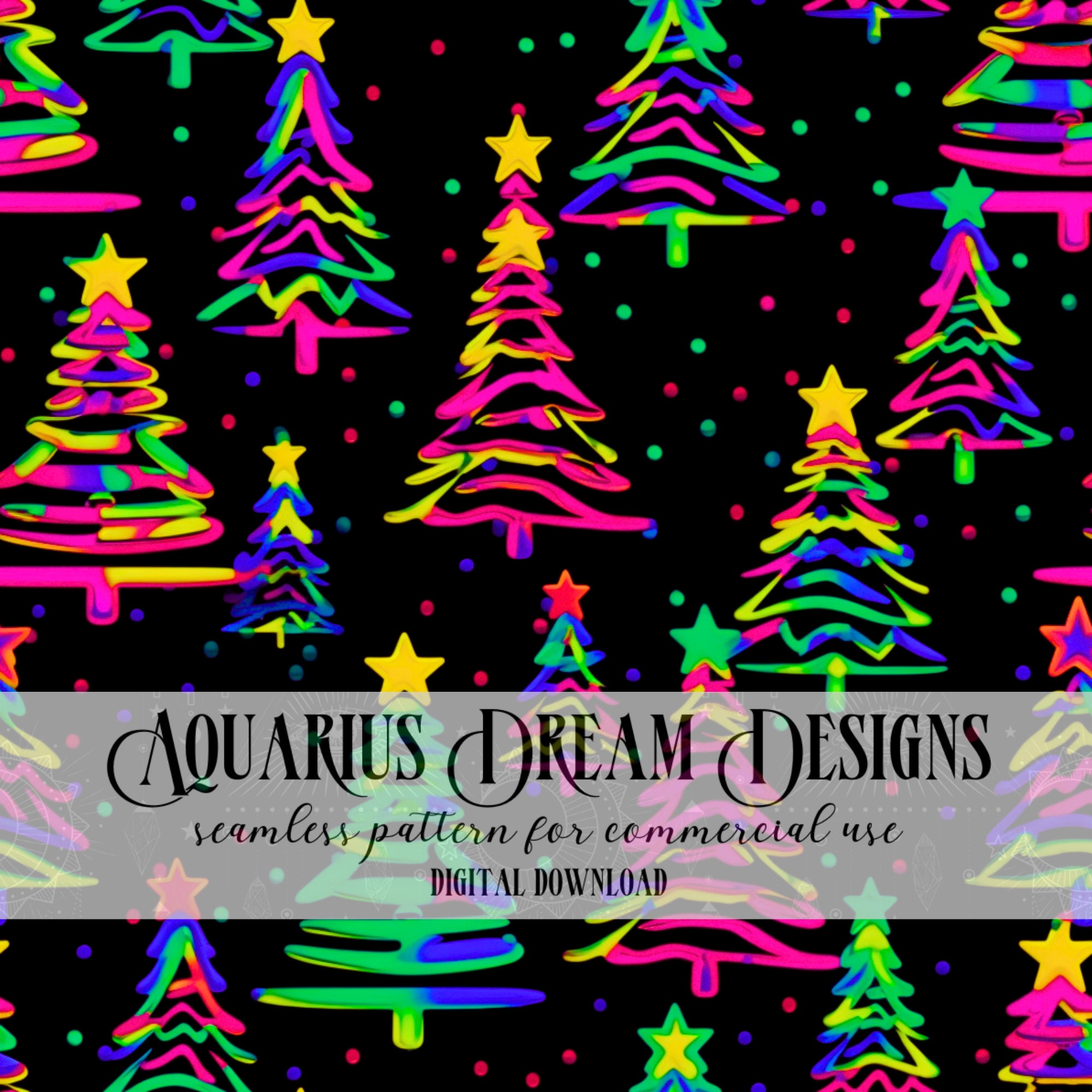 Neon Christmas Trees Seamless File, Christmas Tree Seamless Pattern ...