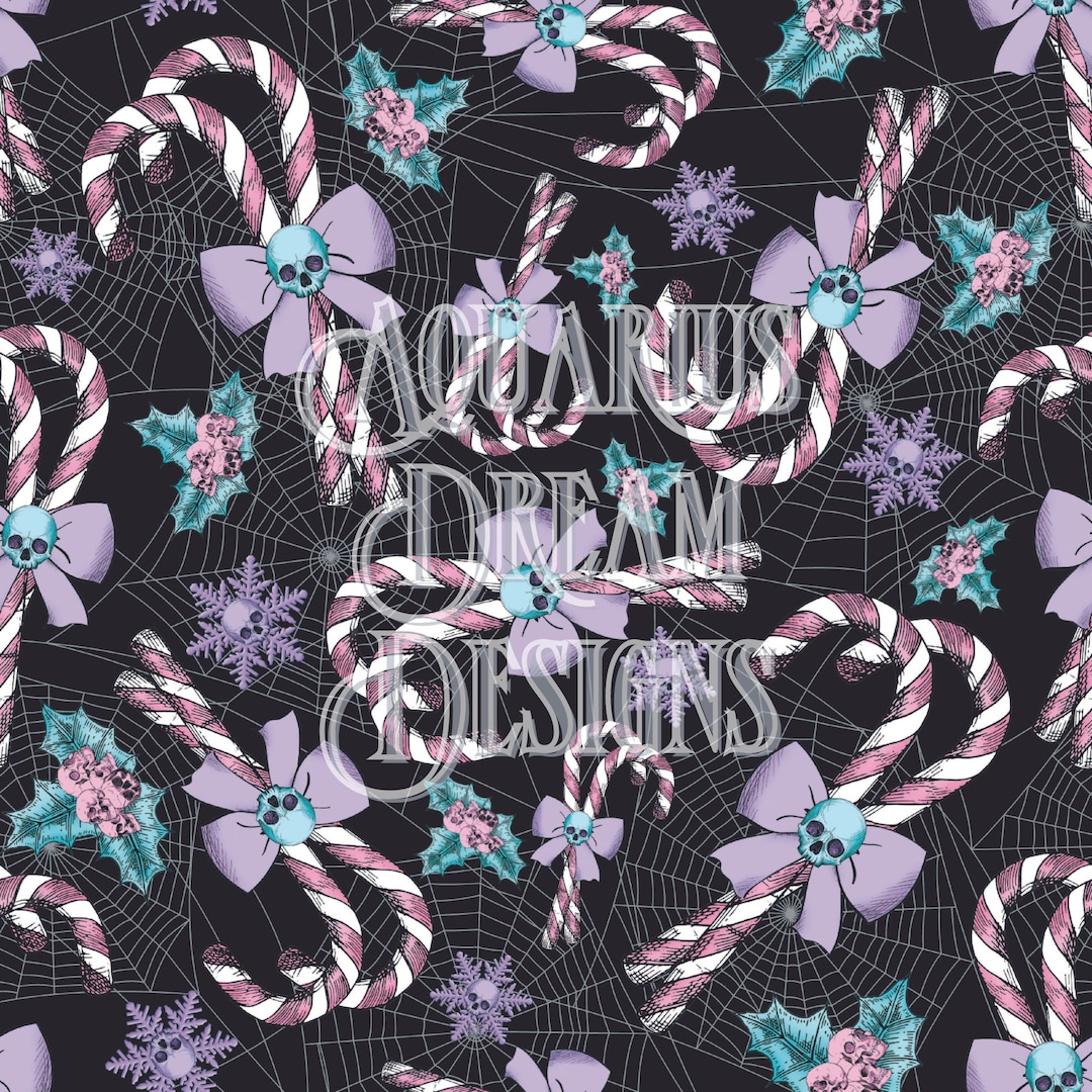 Pastel Goth Christmas Seamless Pattern - Creepy Christmas Repeating ...
