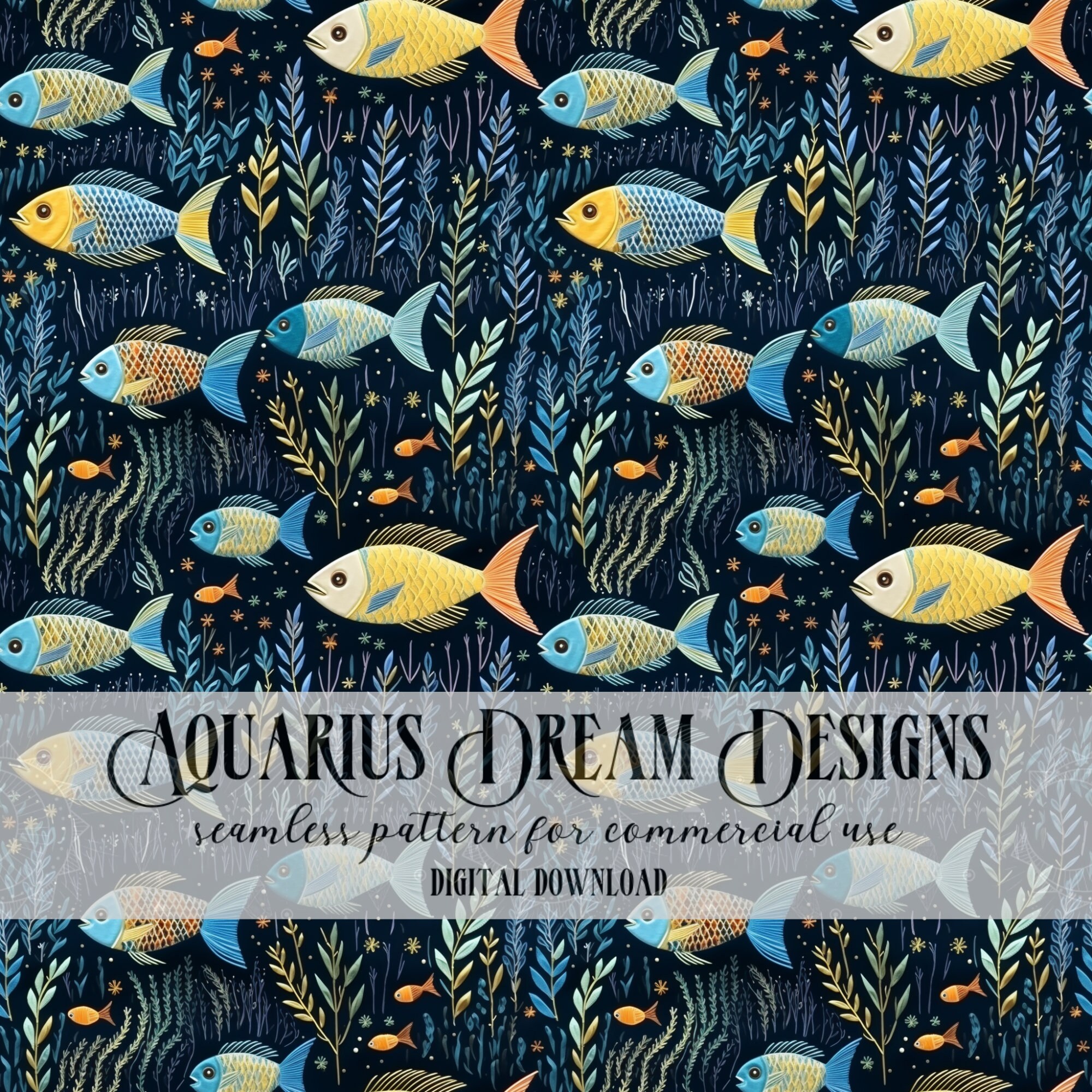 3D Fish Seamless File, Fishing Pattern, Fishing Seamless Pattern, Fish ...