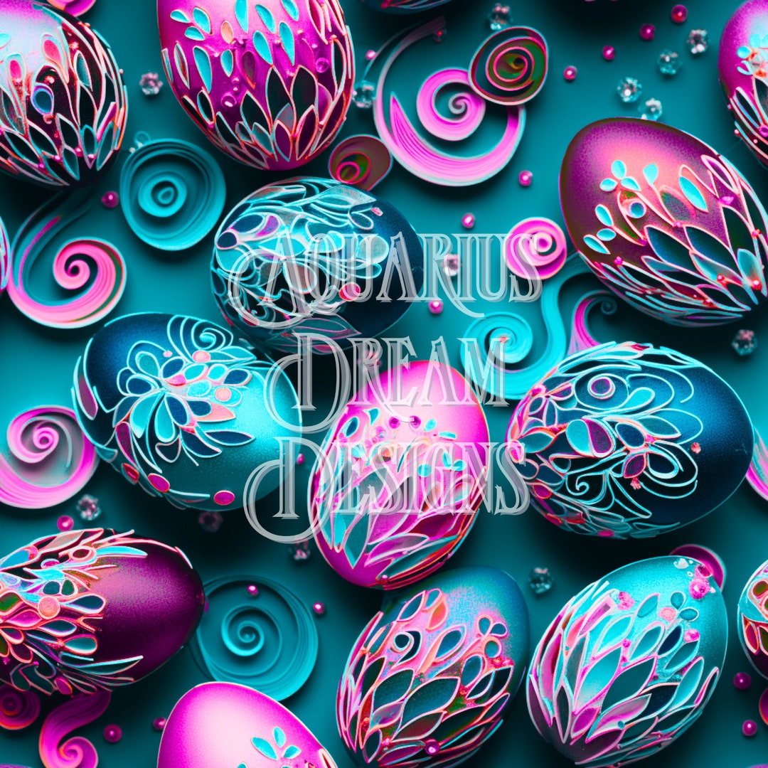 Quilling Seamless File, Quilling Easter Eggs Seamless Pattern, Pink and ...