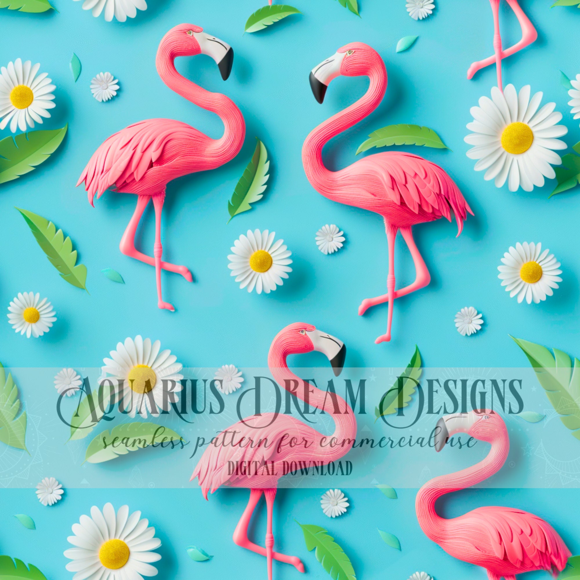 3D Pink Flamingo Seamless File, Seamless Flamingo File, Summer Seamless ...