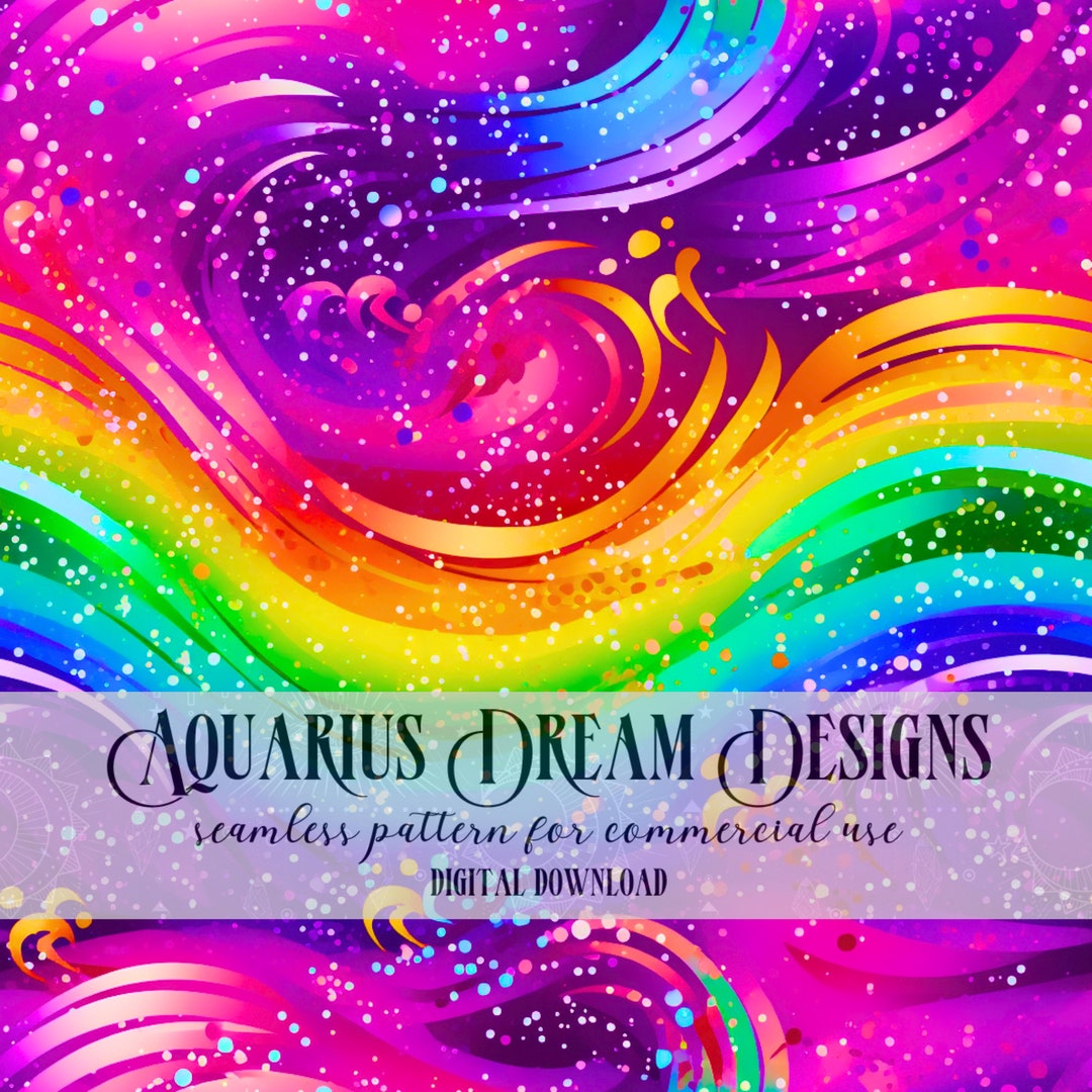 Girls Seamless File, Rainbow and Glitter Seamless Pattern, Rainbow ...