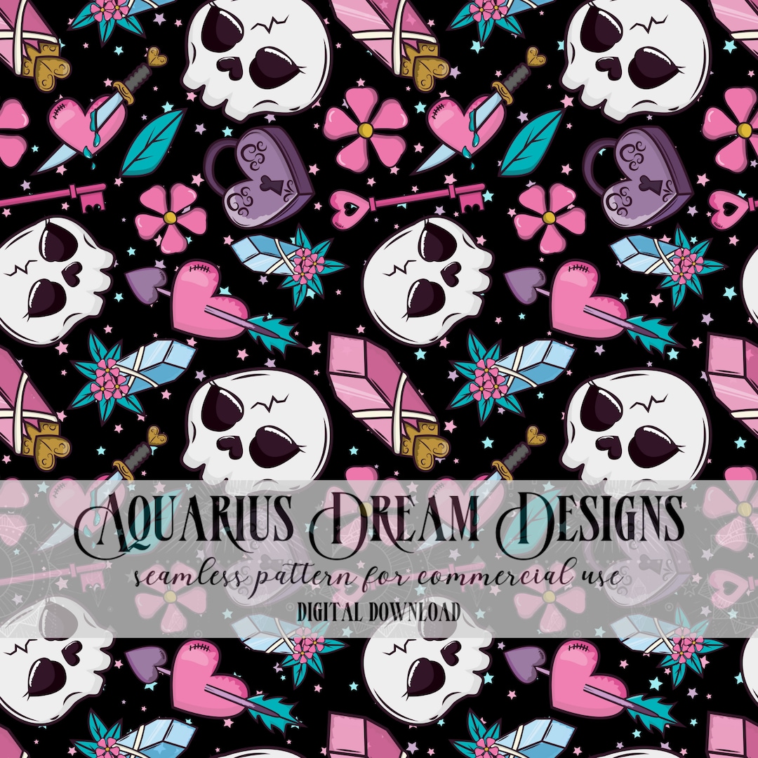 Pastel Goth Pattern Pastel Goth Seamless Pattern for Fabric and ...