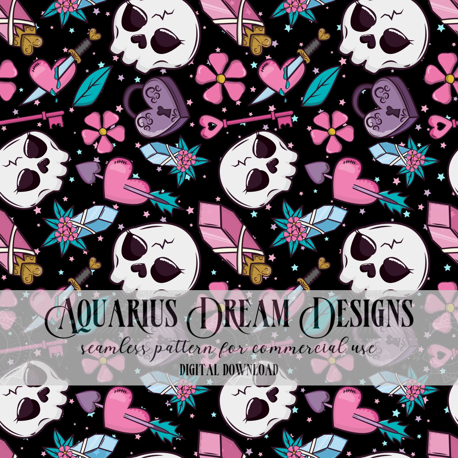 Pastel Goth Pattern Pastel Goth Seamless Pattern for Fabric and ...