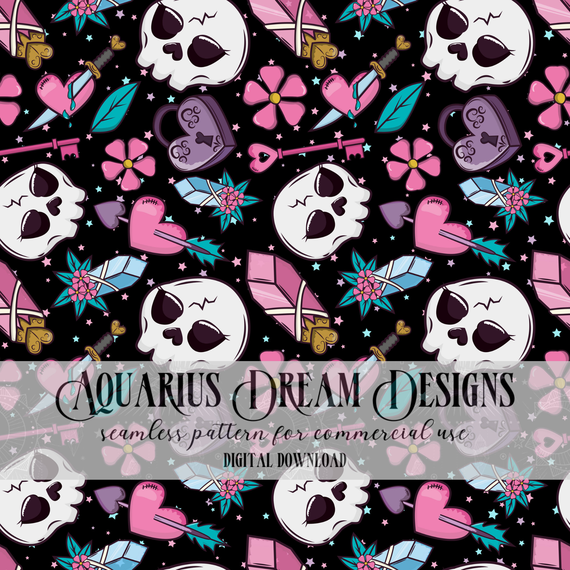 Pastel Goth Pattern Pastel Goth Seamless Pattern for Fabric and ...