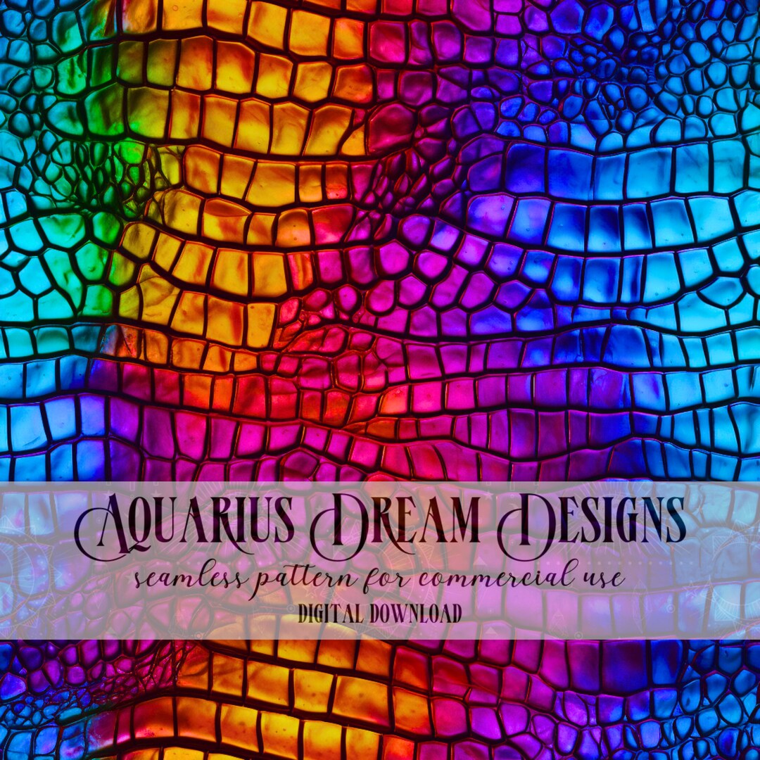 Rainbow Alligator Print Seamless Pattern, Crocodile Skin Seamless File ...