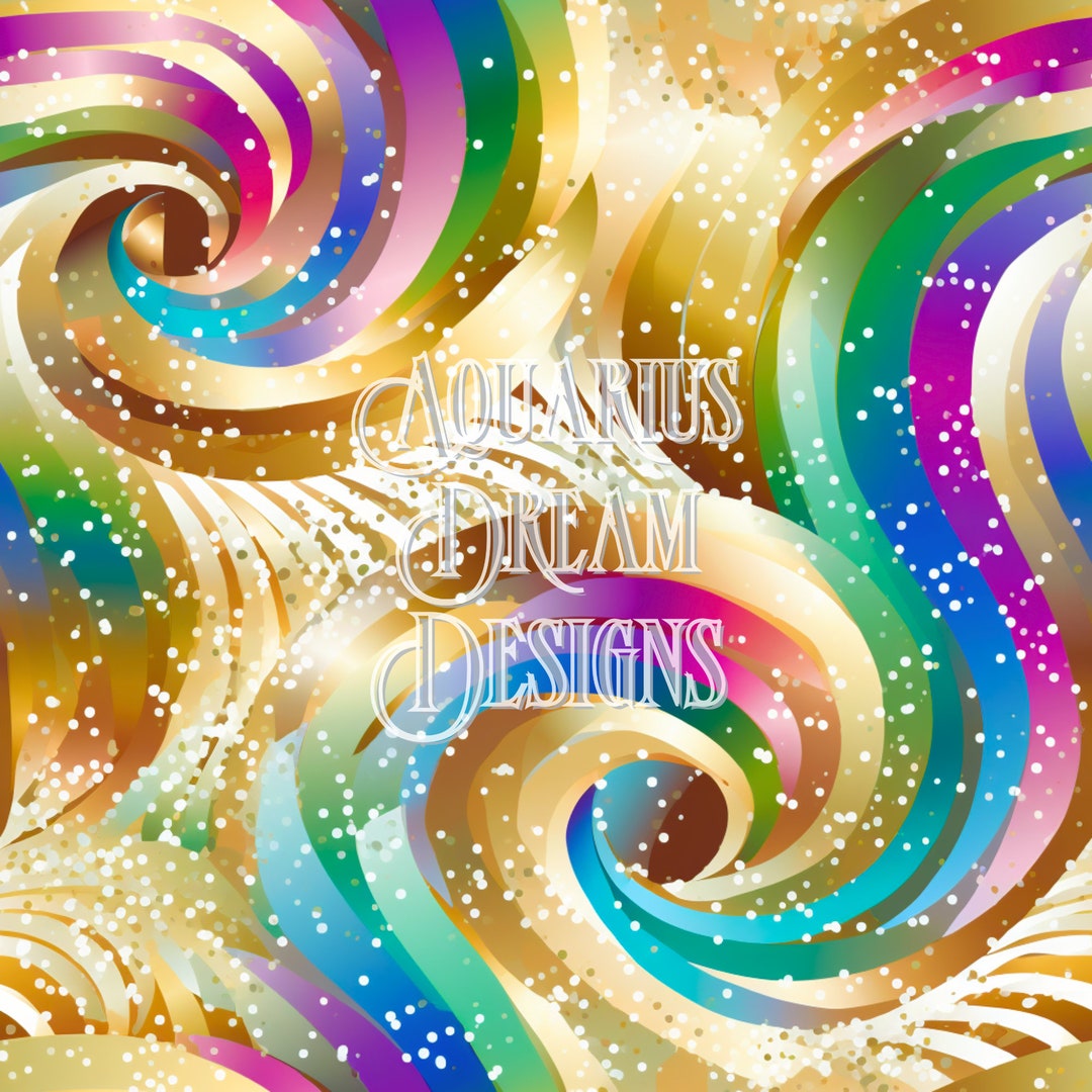 Girls Seamless File, Rainbow and Glitter Seamless Pattern, Rainbow Gold ...