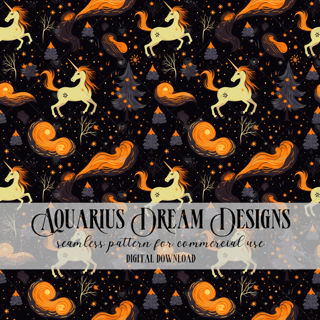Halloween Seamless File, Halloween Unicorn Seamless Pattern Halloween ...