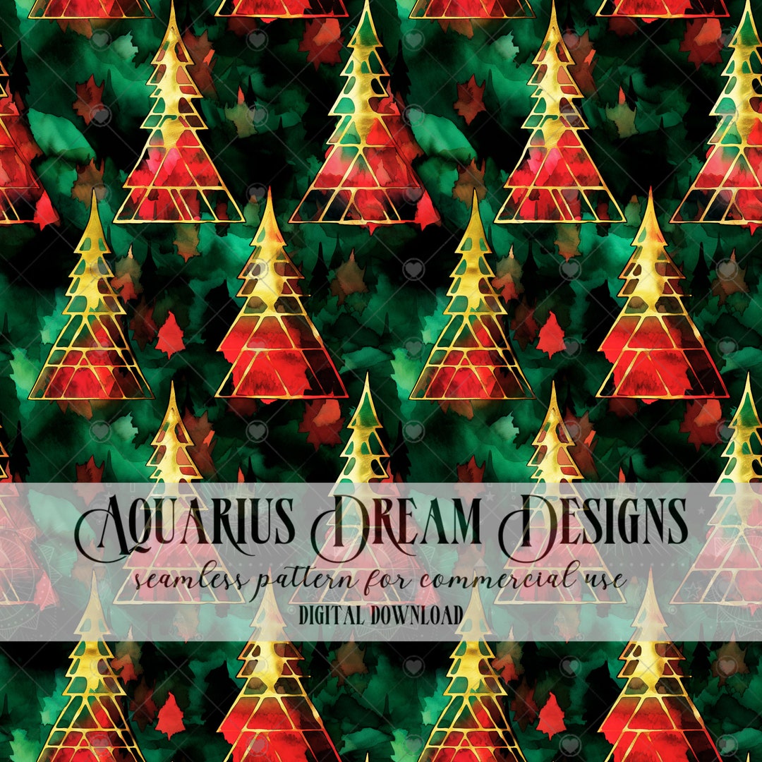 Christmas Seamless Pattern, Alcohol Ink Christmas Trees Seamless File ...