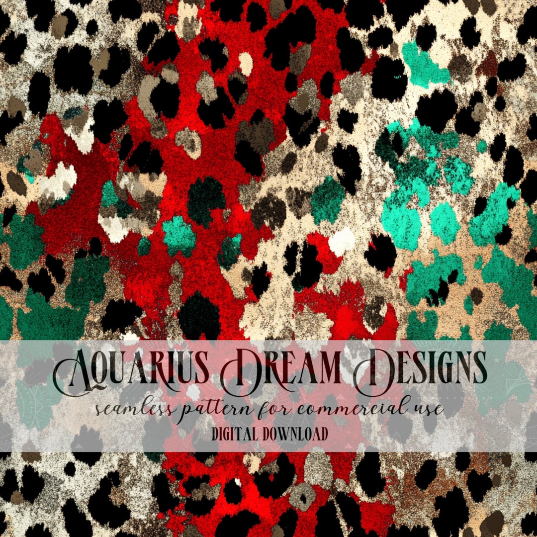 Foil Christmas Leopard Print Seamless Pattern, Shiny Animal Print ...