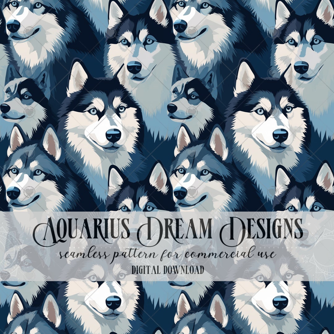 Huskies Seamless File, Dog Seamless Pattern, Husky Pattern, Husky ...