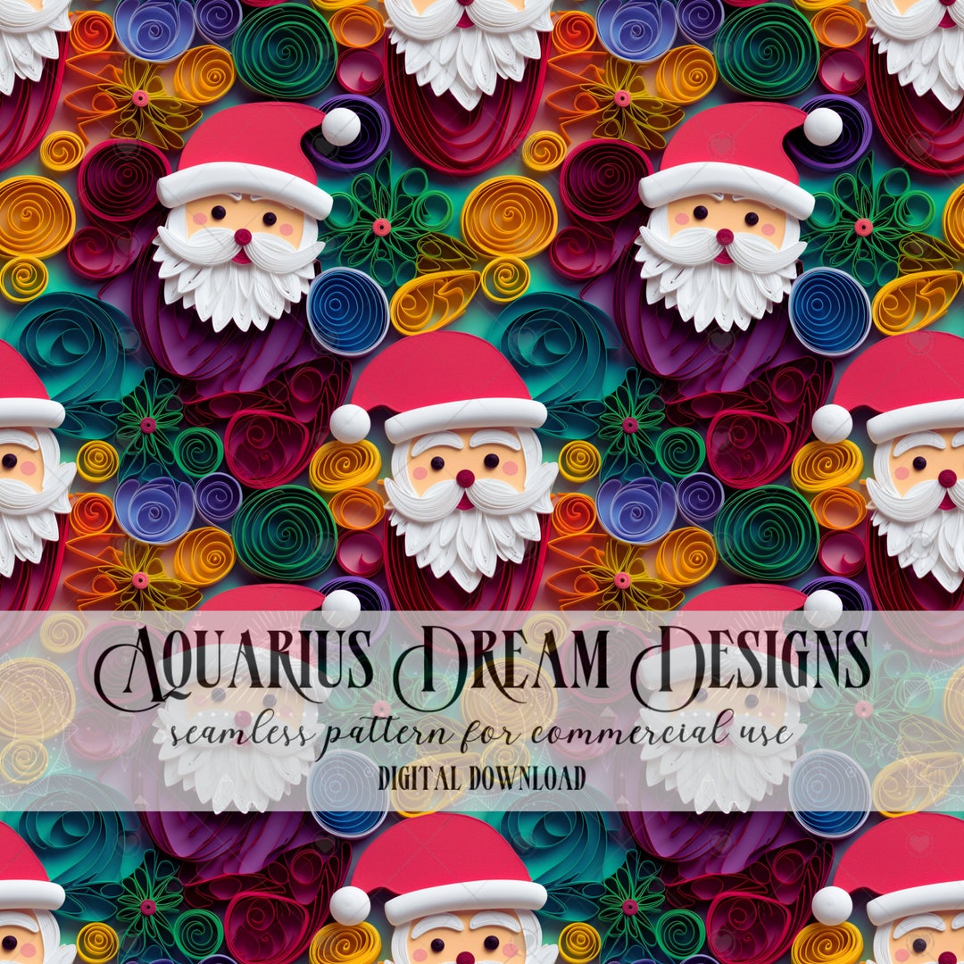 Quilling Seamless File, Quilling Santas Seamless Pattern, Quilling ...