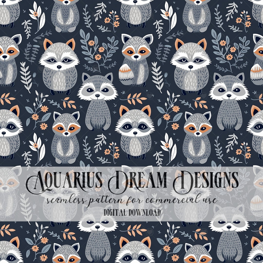 Raccoon Seamless File, Raccoon Pattern, Racoon Seamless Pattern ...
