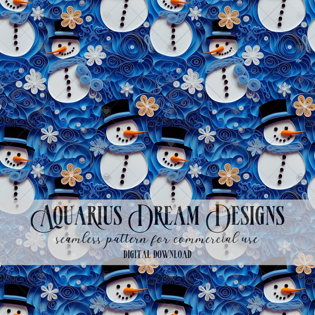 Quilling Seamless File, Quilling Snowmen Seamless Pattern, Quilling ...
