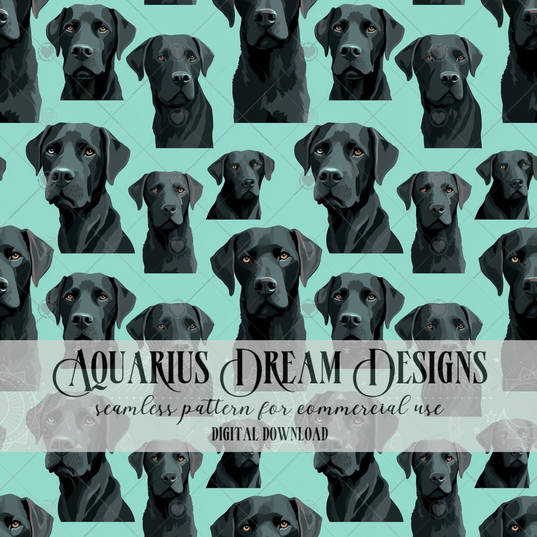 Black Labrador Retriever Seamless File, Dog Seamless Pattern, Black Lab ...