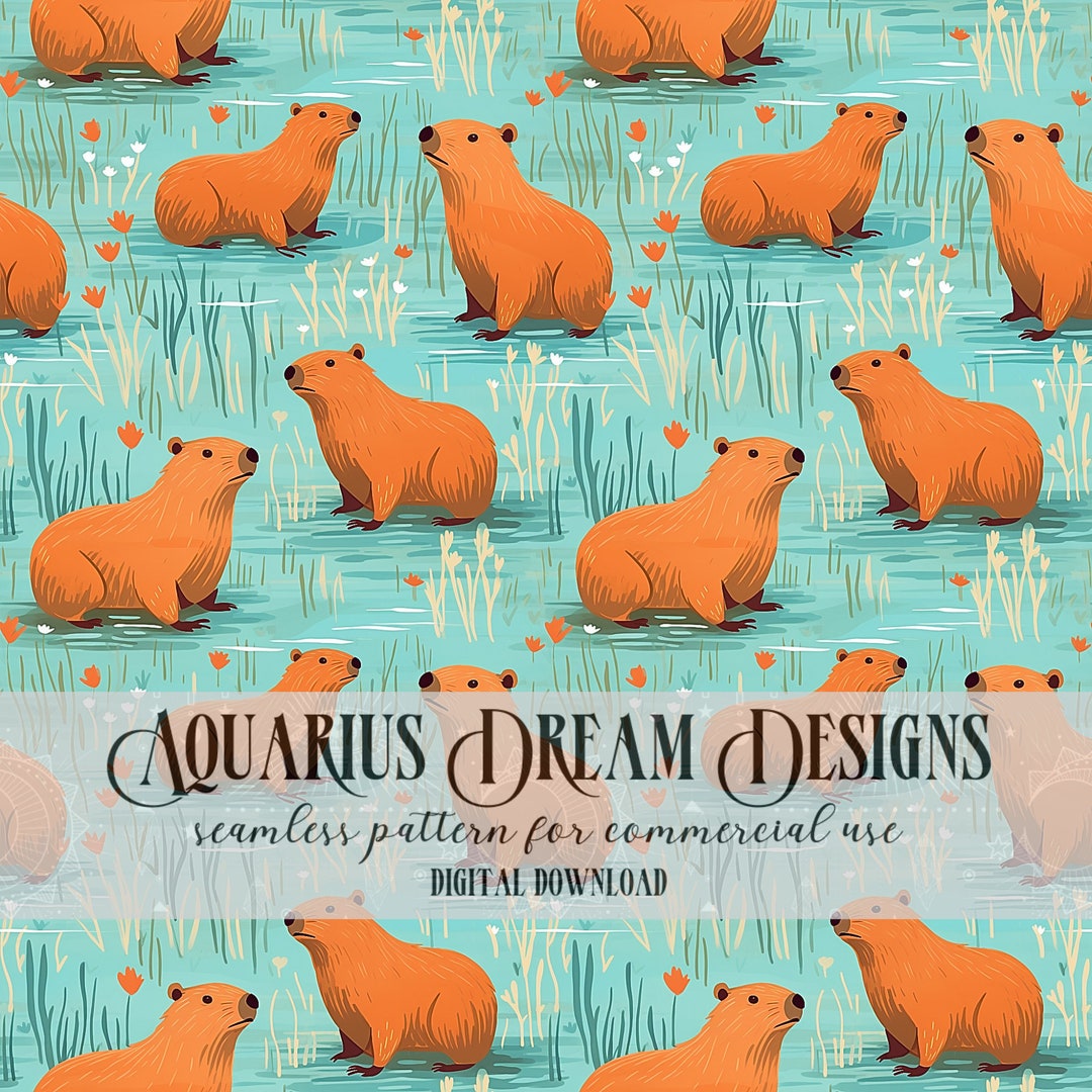 Capybara Seamless Pattern, Cute Capybaras Pattern, Capybara Pattern for ...
