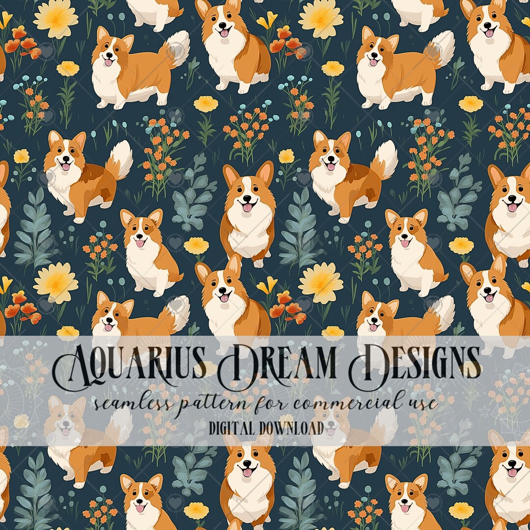 Corgis Seamless File, Dog Seamless Pattern, Corgi Pattern, Corgi ...