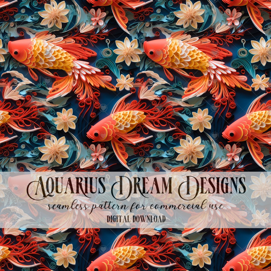 Quilling Koi Seamless File, Koi Quilling Seamless, Quilling Koi Fish ...