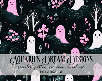 Kawaii Halloween Seamless Digital Patterns Digital Download - Etsy