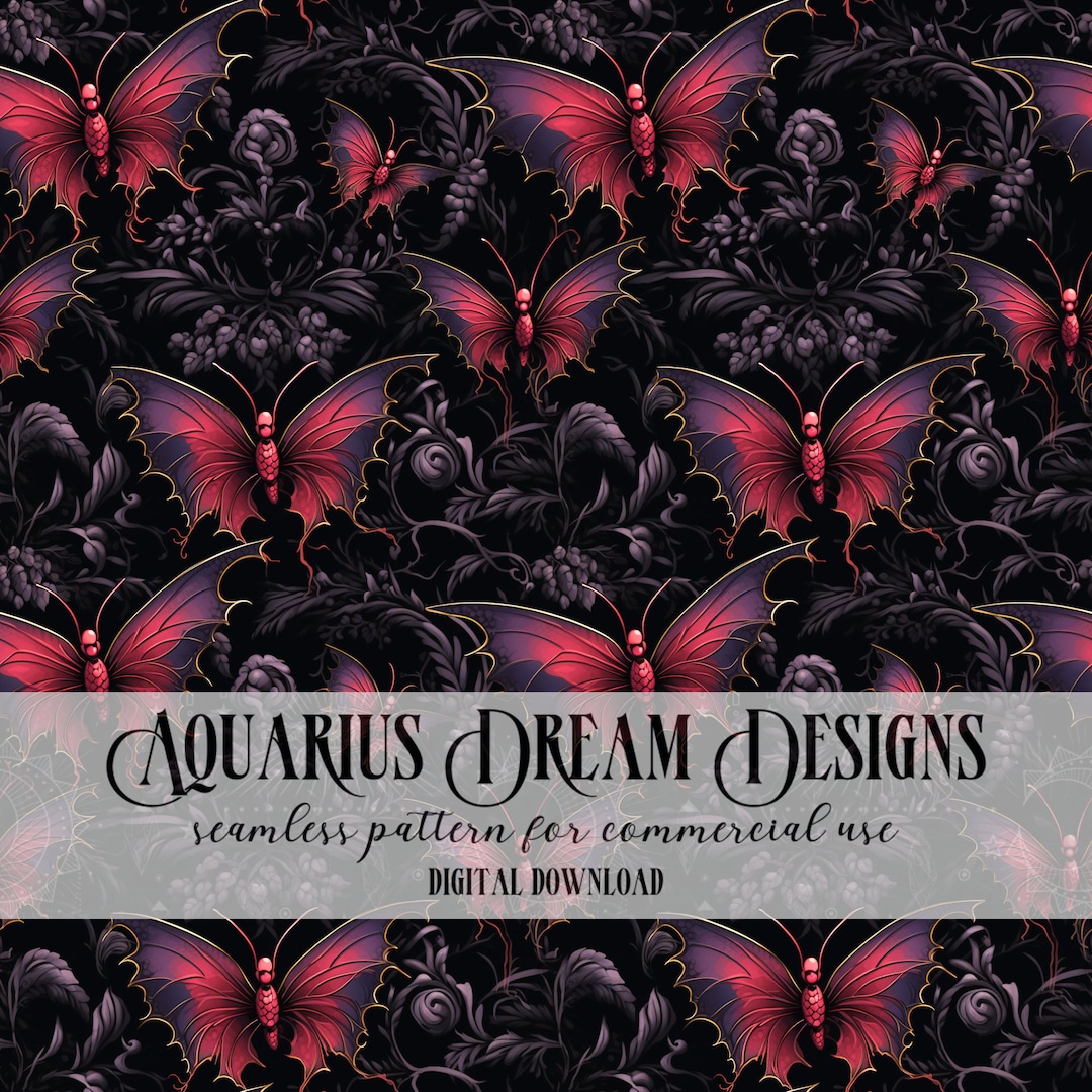 Gothic Butterflies Seamless Pattern, Seamless Gothic Pattern, Goth ...
