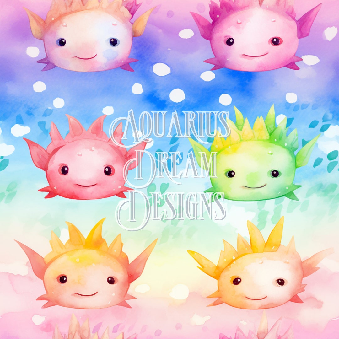 Axolotl Seamless File Cute Axolotls Seamless Pattern Rainbow - Etsy