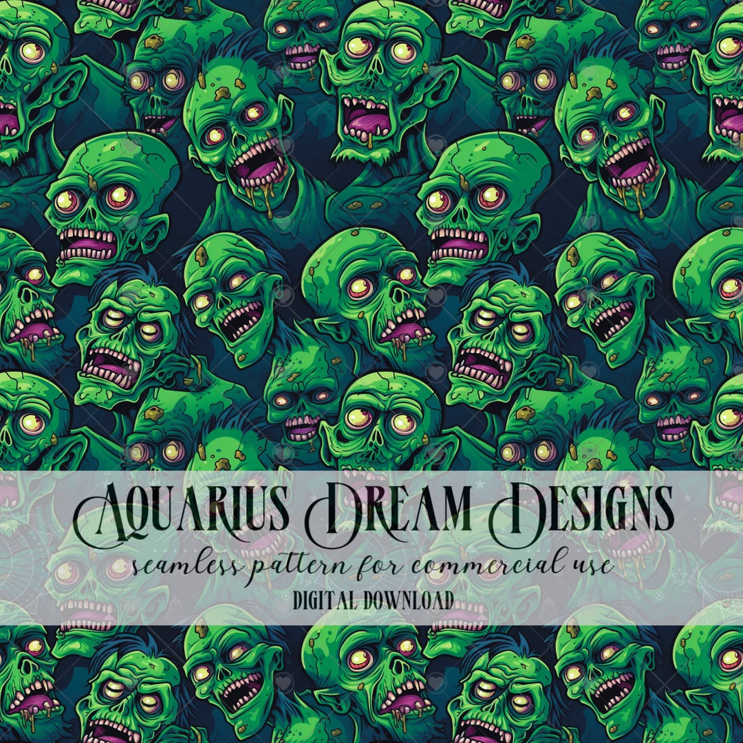 Halloween Seamless File, Zombie Seamless Pattern, Zombies Seamless ...