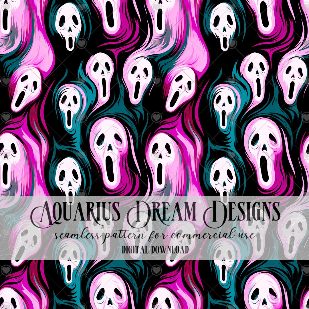 Halloween Seamless File, Edvard Munch the Scream Inspired Ghosts ...