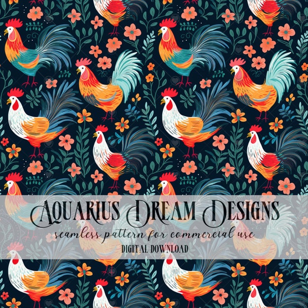 Seamless Design Chicken Fabric - Etsy