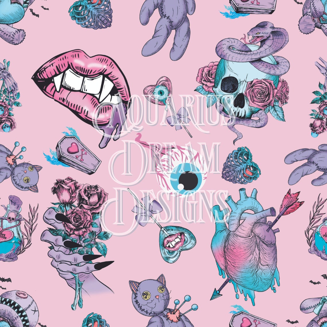 Pastel Goth Pattern Pink Pastel Goth Seamless Pattern for - Etsy