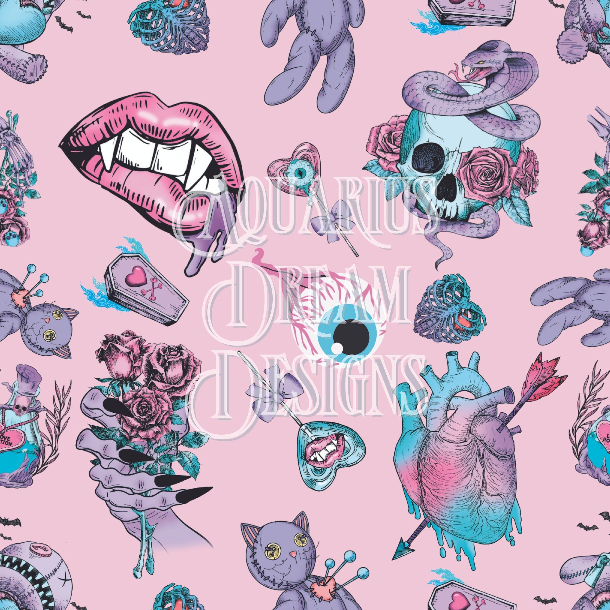 Pastel Goth Pattern Pink Pastel Goth Seamless Pattern for - Etsy