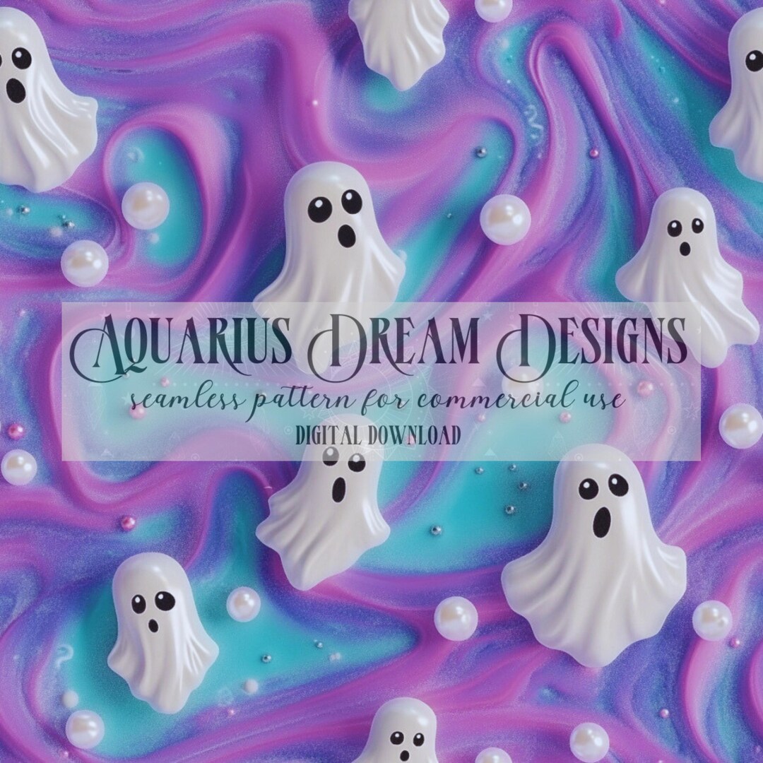 Halloween Seamless File, 3D Ghost Seamless Pattern, Halloween Ghosts ...