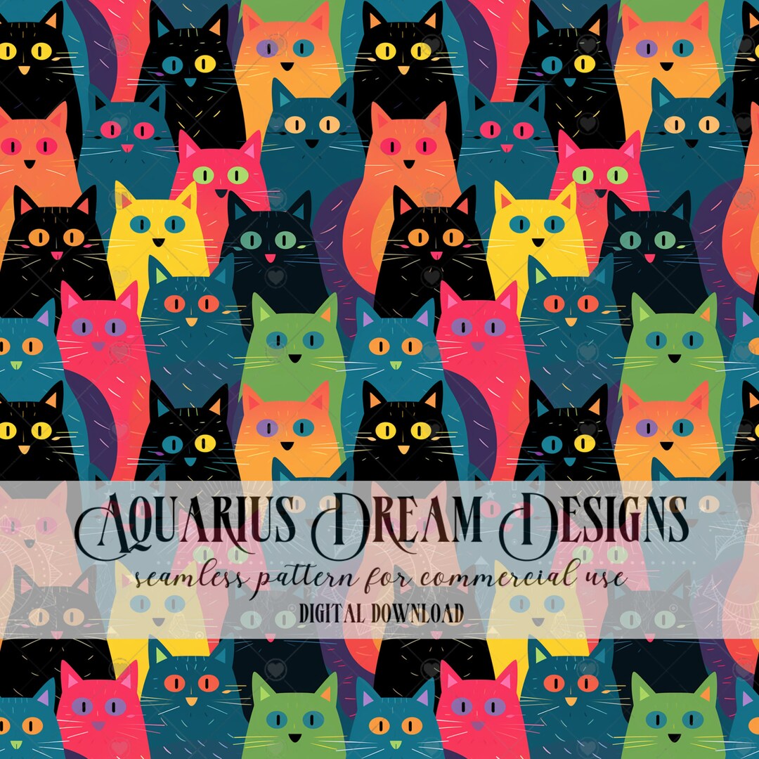 Cute Cats Seamless File, Cartoon Cat Seamless, Cats Seamless Pattern ...