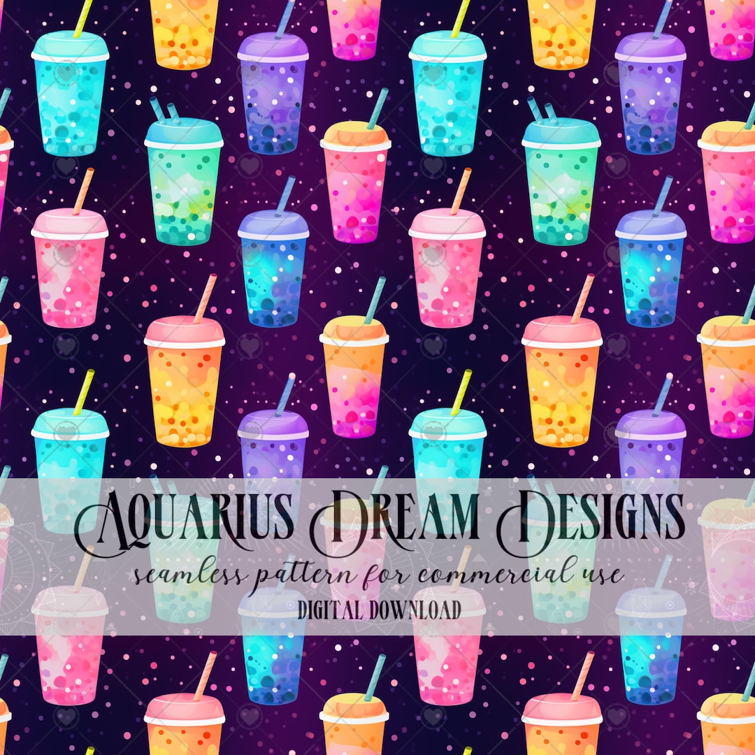 Boba Tea Seamless File, Boba Seamless Pattern, Cute Boba Repeating ...