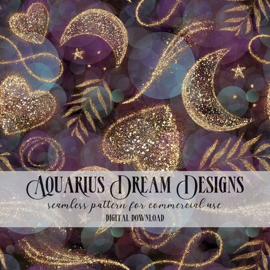 Glitter Seamless File, Mystical Seamless Pattern, Mystical Glitter ...