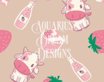 Strawberry Cow Seamless File - Etsy